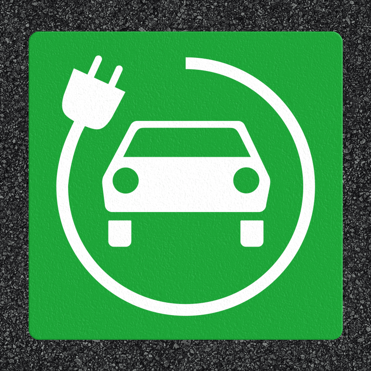 Thermoplast wegmarkering - oplaadpunt elektrische auto - auto/stekker
