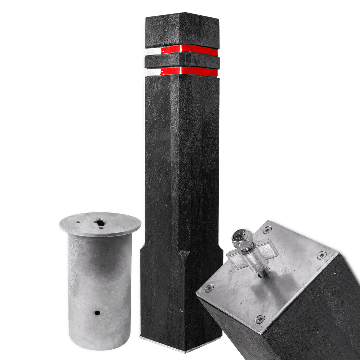 Poteau anti-stationnement recyclé Amovible avec serrure triangulaire