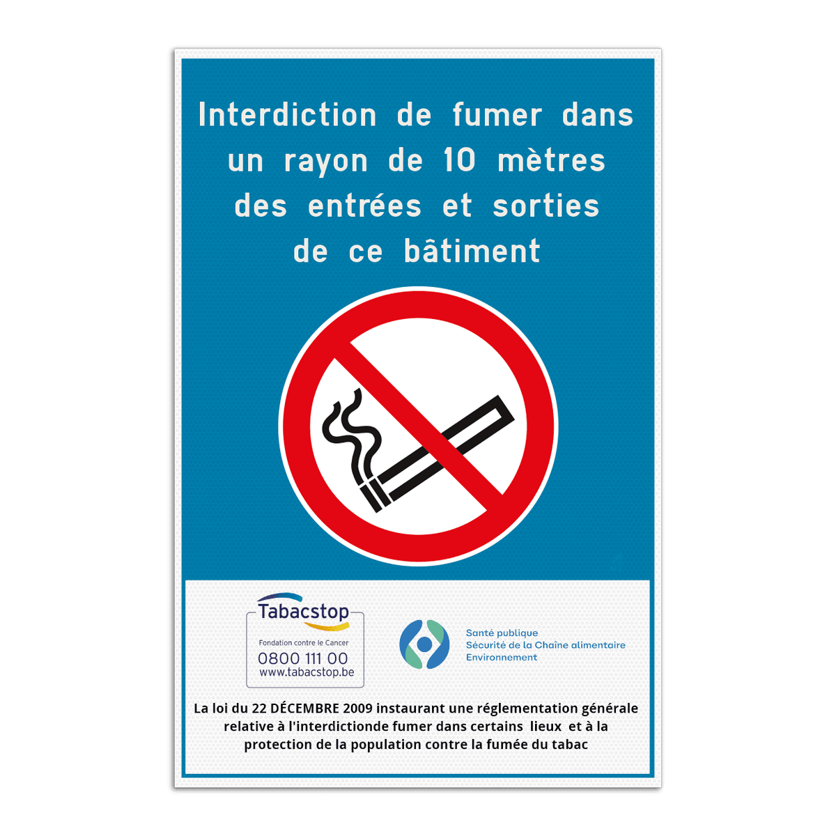 Panneau interdiction de fumer – 10 m, zones publiques
