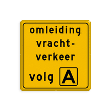 Geel bord omleiding plaatsnaam T104-1 | FLUOR + Reflecterend