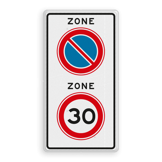 Zonebord A1 30 km/h en E01 parkeren verboden Kopen? Bestel nu!