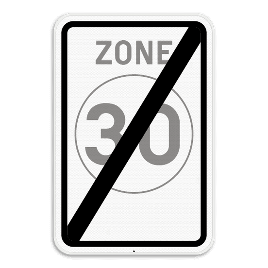 F4b - Einde zone 30 km/u. - Officiële Belgische verkeersborden F4b - Einde zone 30 km/u. - Officiële Belgische verkeersborden