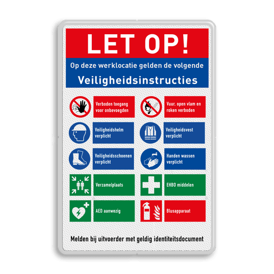 Veiligheidsbord | Rechthoek 2:3: 1e regel (laag of hoog): Pictogram ...