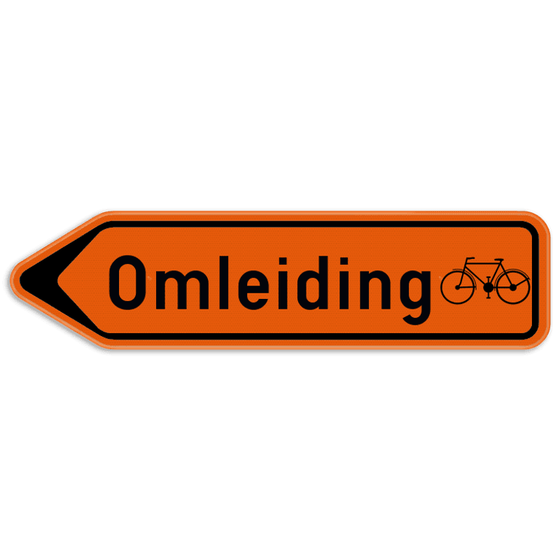 Verkeersbord SB250 F41 - Wegwijzer omleiding voor fietsers Links ...