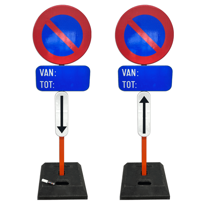 Set parkeerverbodsborden voor signalisatie en datums