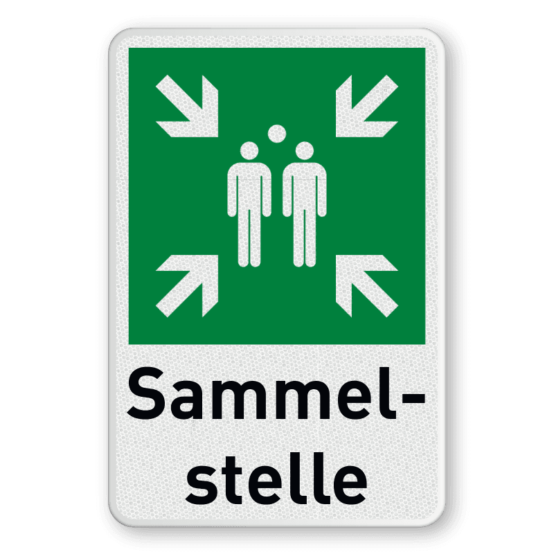 Sammelplatz schild reflektierend mit text Sammelstelle online kaufen