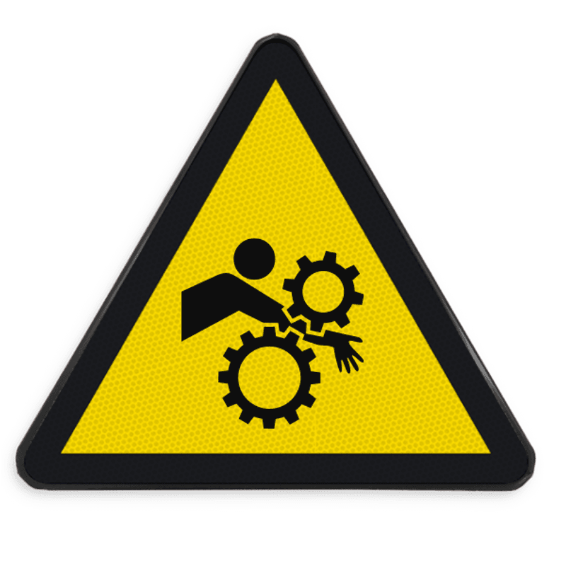 Veiligheidspictogram gevaar voor indraaien bord of sticker kopen