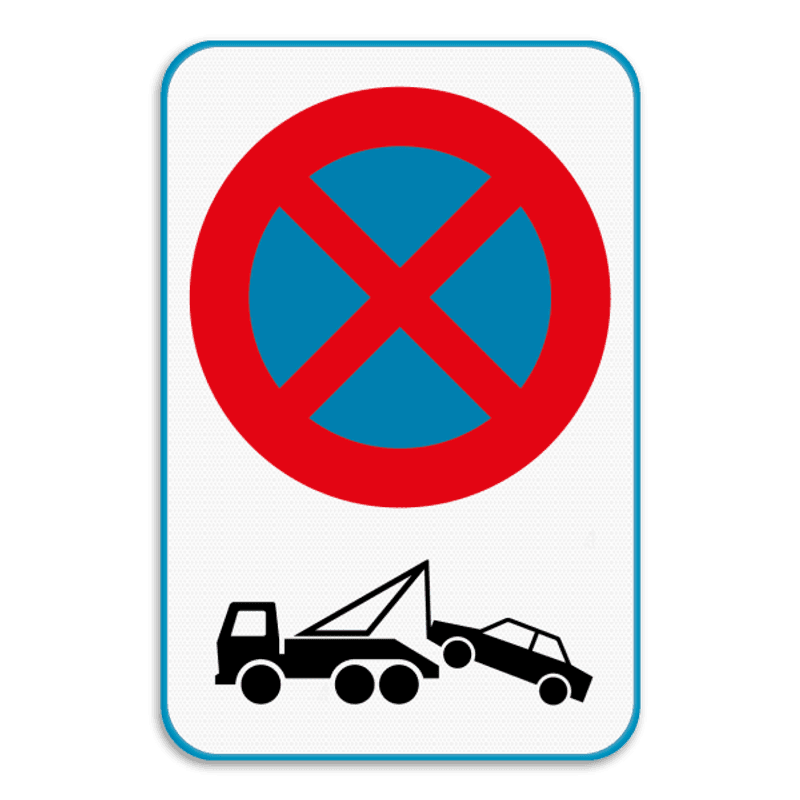 Parkeerverbod E3 met wegsleep pictogram - Parkeerborden verbod ...