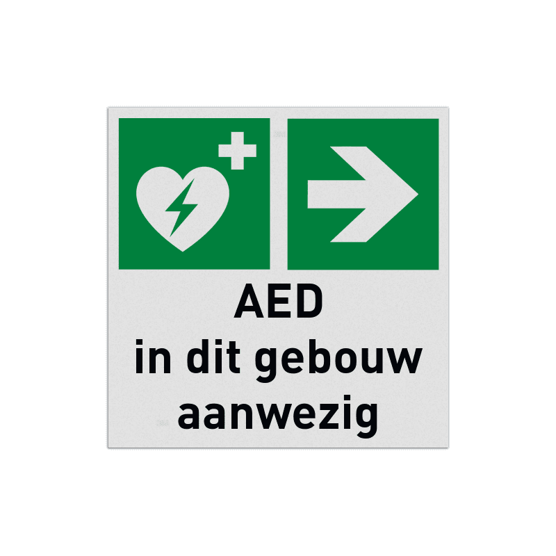 BHV Reddingsbord AED aanwezig met tekst en pijl kopen? Bestel hier!
