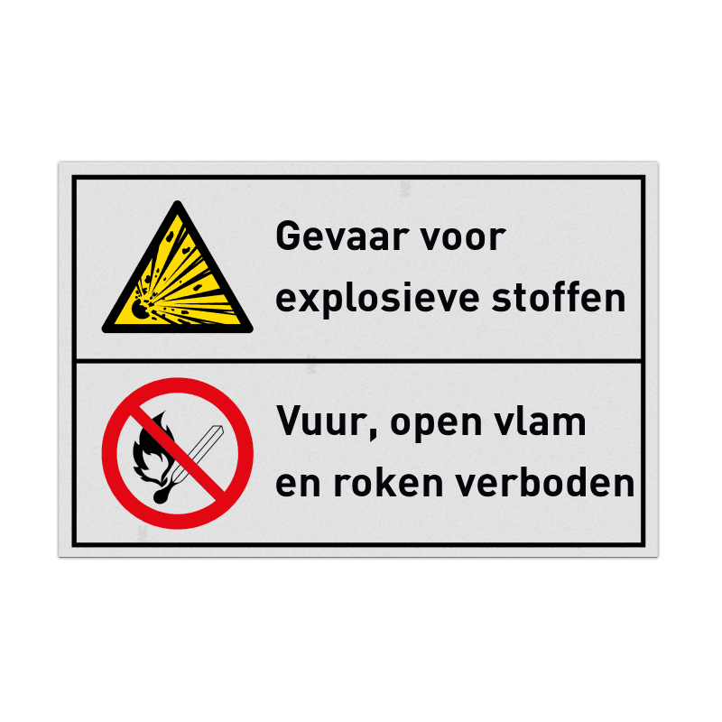 Combinatiebord gevaar explosieve stoffen, vuur, roken verboden kopen?