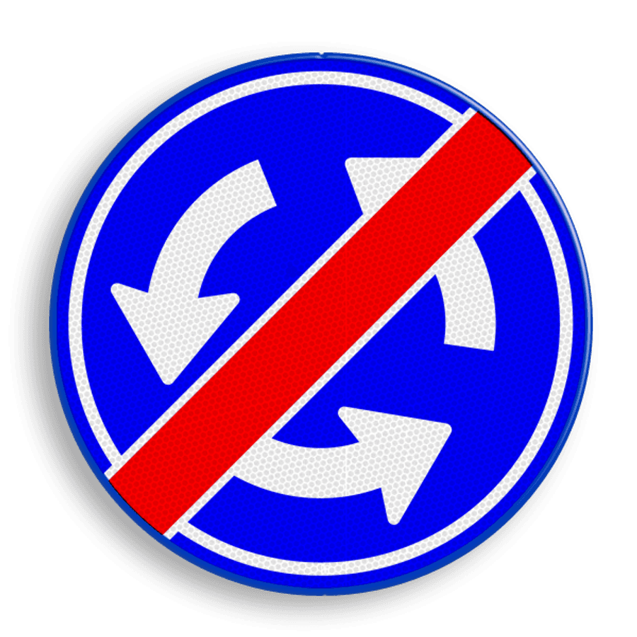 Grappig reflecterende verkeersbord Einde rotonde kopen? Bestel hier!