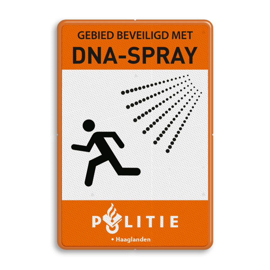Buurtpreventie bord Gebied beveiligd met DNA-spray