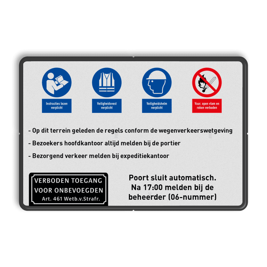 Instructiebord PBM-pictogrammen en eigen tekst kopen? Bestel hier!