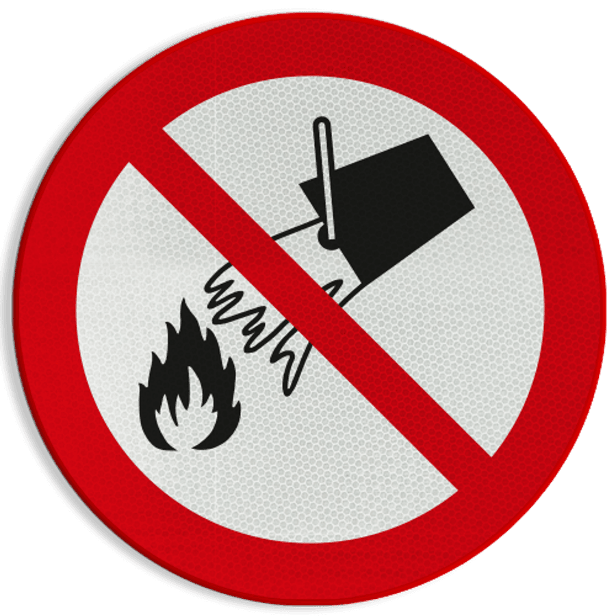 Veiligheidspictogram blussen met water verboden bord of sticker kopen
