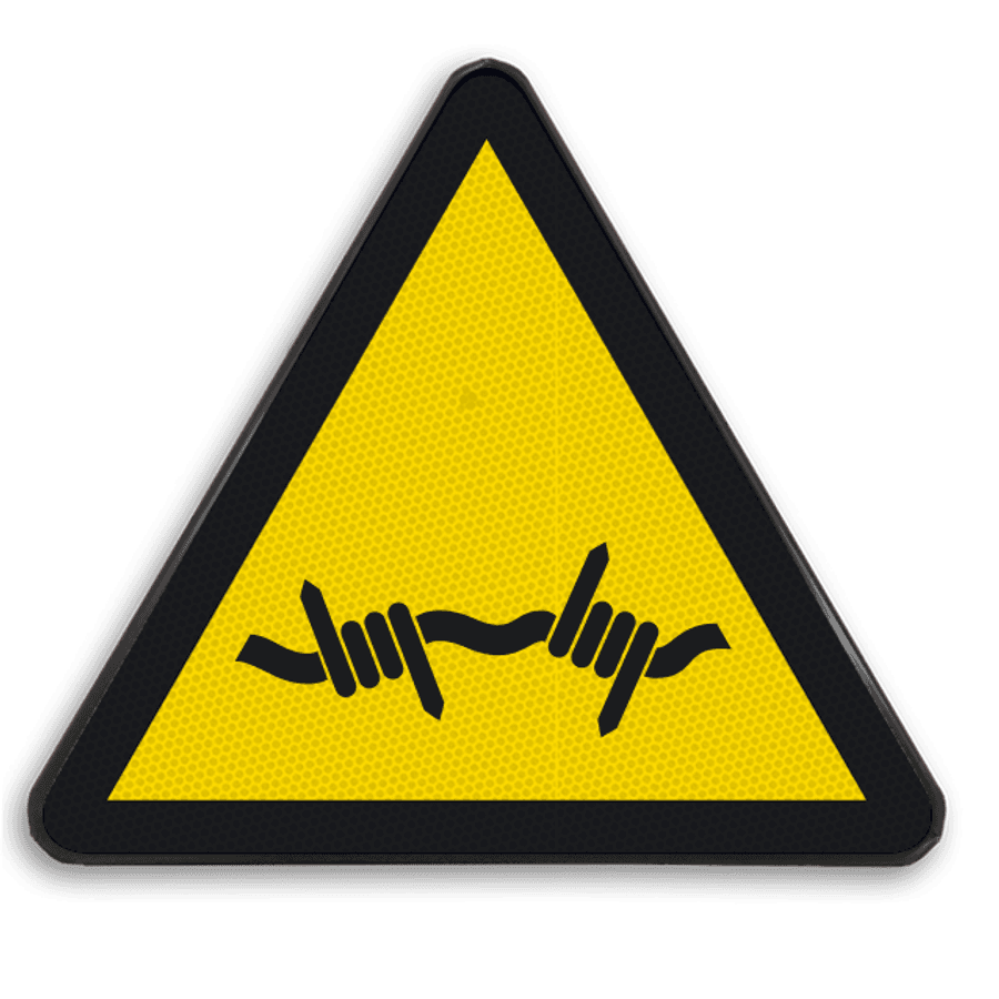Veiligheidspictogram gevaar voor prikkeldraad bord of sticker kopen