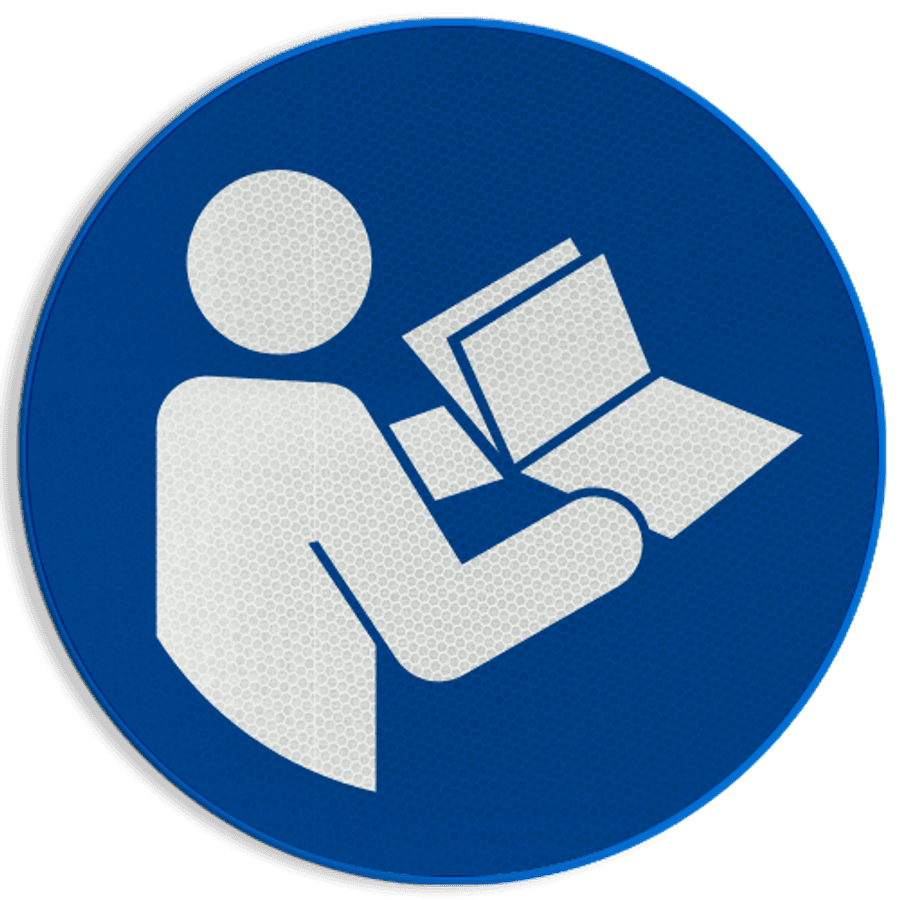 Veiligheidspictogram instructies lezen bord of sticker kopen