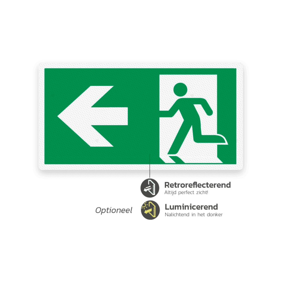 Reflecterend Vluchtroute bord 600x300mm Standaard RWS kopen? Bestel!