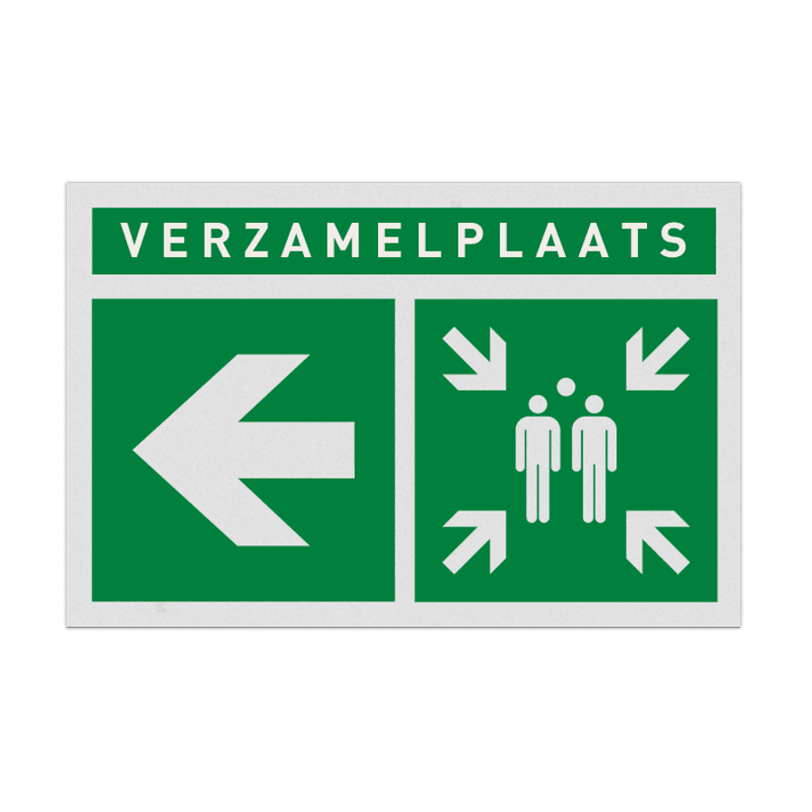 Veiligheidspictogram verzamelplaats links bord of sticker kopen