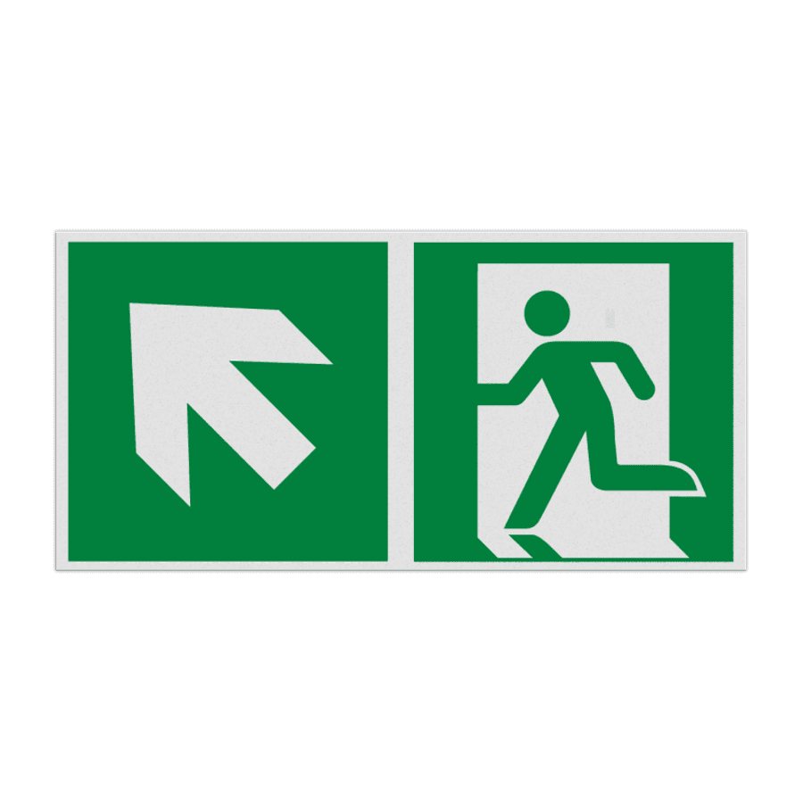 Veiligheidspictogram nooduitgang links trap omhoog sticker kopen