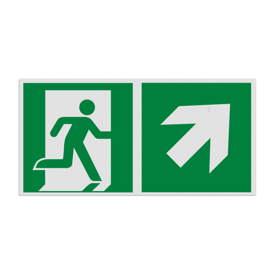 Veiligheidspictogram nooduitgang rechts trap omhoog sticker kopen