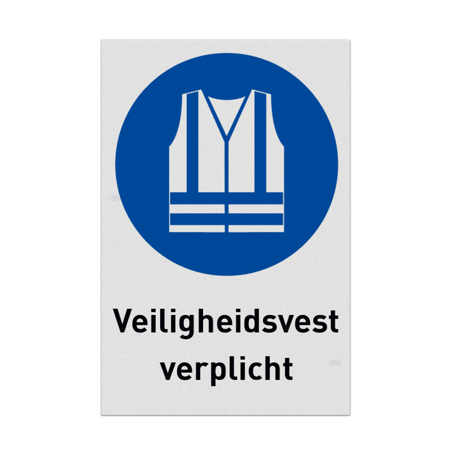 Veiligheidspictogram veiligheidsvest verplicht met tekst bord kopen