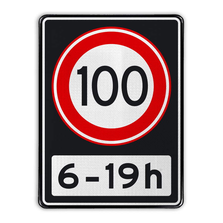 Betekenis Verkeersteken A01100OB201ps - Maximum snelheid 100 km/h