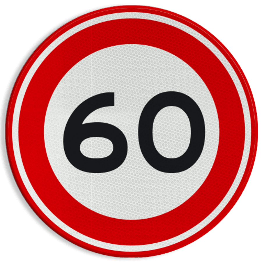 Betekenis Verkeersteken A01-060 - Maximum snelheid 60 km/h