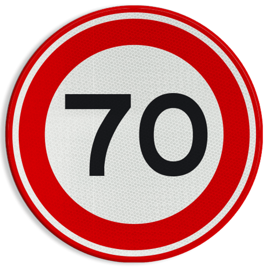 Betekenis Verkeersteken A01-070 - Maximum snelheid 70 km/h