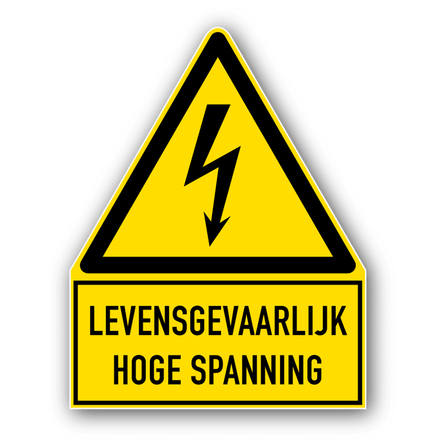 Veiligheidspictogram levensgevaarlijk hoge spanning bord kopen