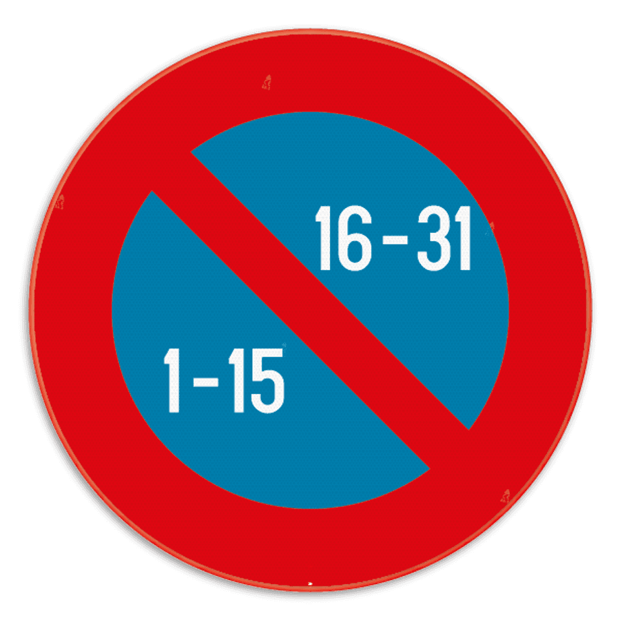 Betekenis Verkeersbord E11 - Halfmaandelijks parkeren in gans de ...