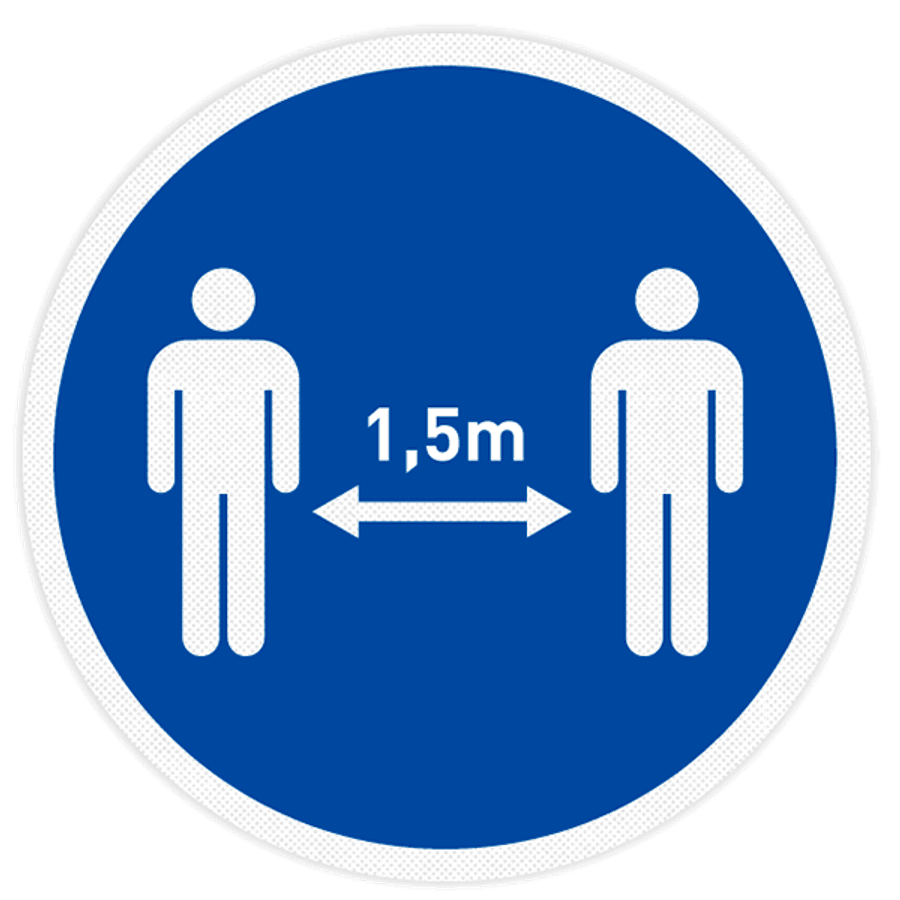 Vloersticker - Houd 1,5 meter afstand | Verkeersbord.be