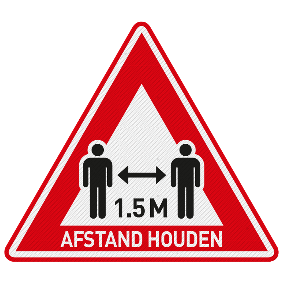Verkeersbord - houd 1,5 meter afstand | Informatiebord.nl
