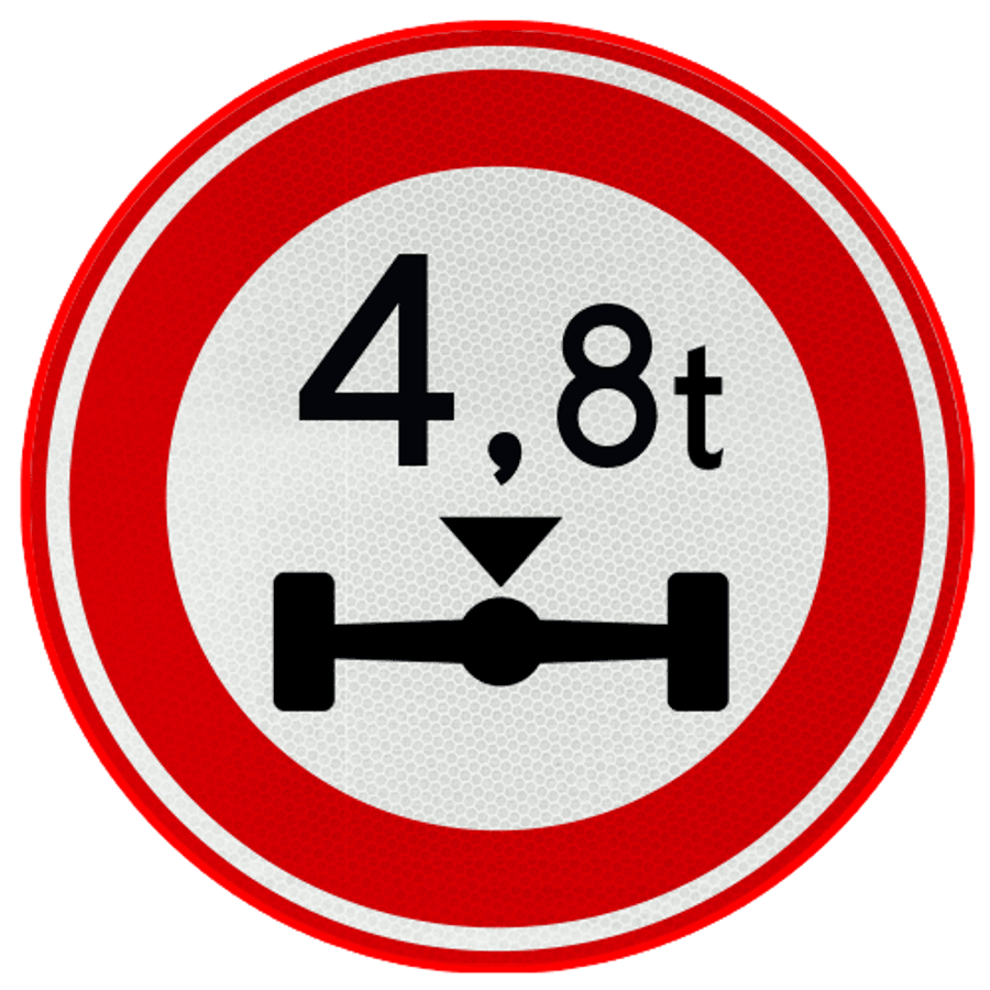Betekenis Verkeersteken C20 - Gesloten voor te zware aslast