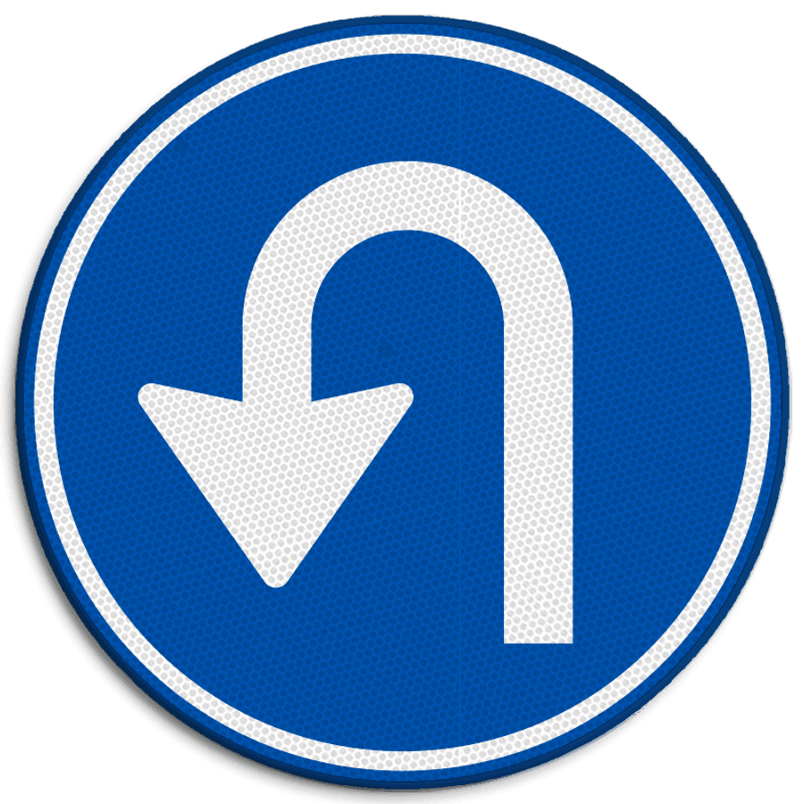 Betekenis Verkeersteken D08 - Omkeren verplicht | Informatiebord.nl