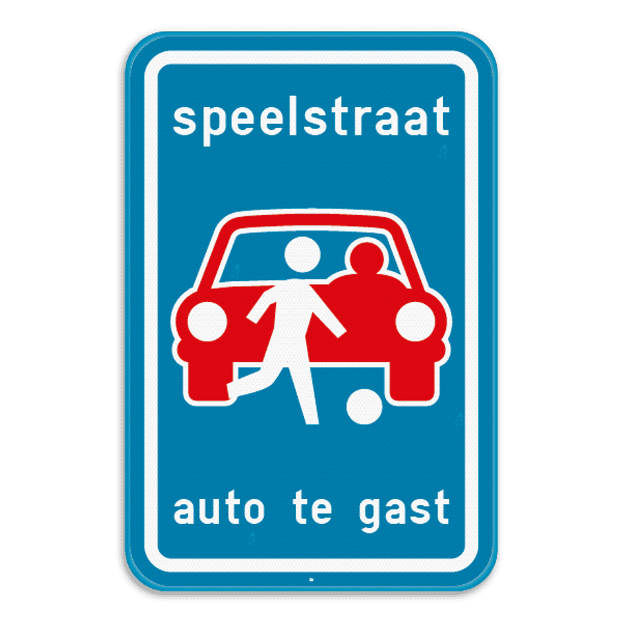 Speelstraat auto te gast | Snel geleverd! | Verkeersbord.be