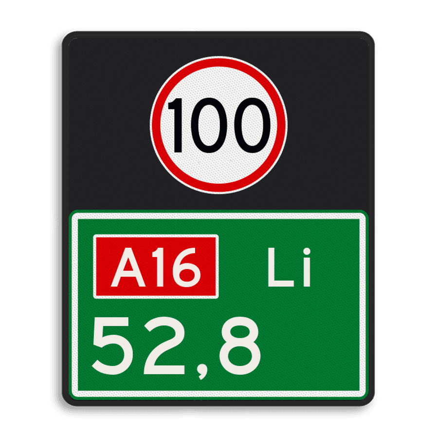 Betekenis Verkeersteken BB08-01-100-l - Hectometerbord Snelweg