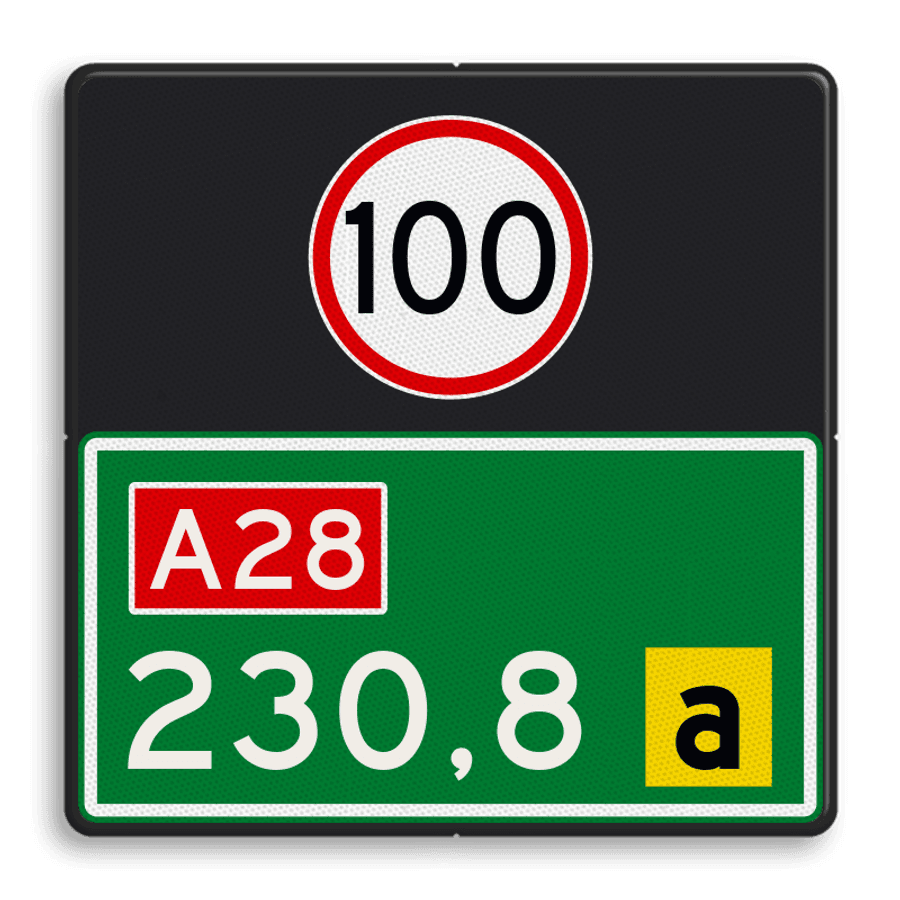 Verkeersbord BB08-01-100b - Hectometerbord Op- of afrit - Officiële ...