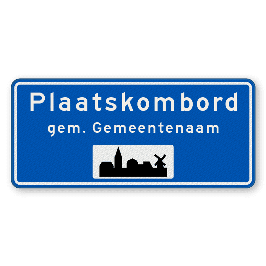 Officieel plaatsnaambord 1 regel met gemeentenaam kopen? 180x80cm