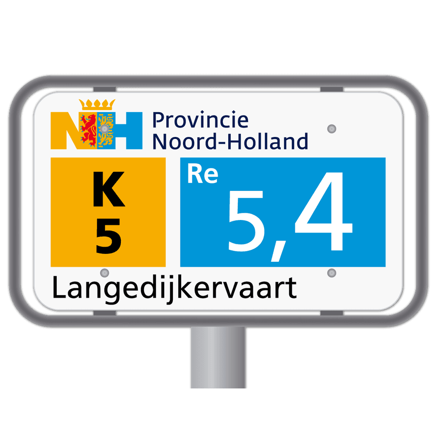 Hectometerpaal met vlak bord Noord-Holland en vaartnaam kopen?