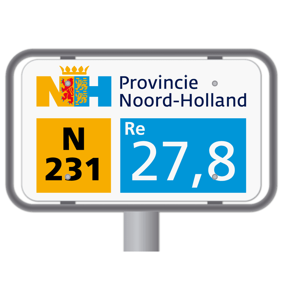 Hectometerpaal met vlak bord Noord-Holland Kopen? Bestel hier!