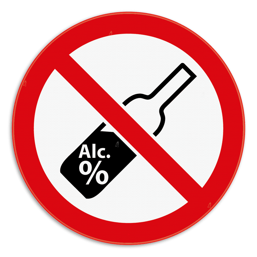 Panneau d'interdiction - Alcool interdit | Panneausignalisation.be
