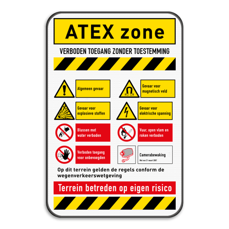 Veiligheidsbord ATEX ZONE nodig? Bewerk zelf | Reflecterend