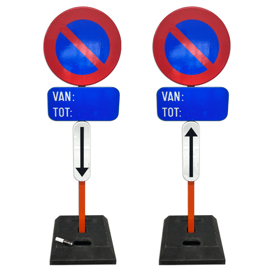 Set parkeerverbodsborden voor signalisatie en datums