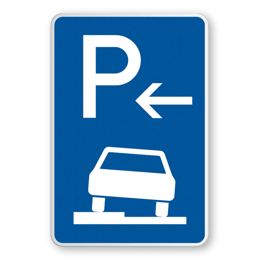 Verkehrszeichen Parken halb auf Gehwegen kaufen? | Mit Pfeile links