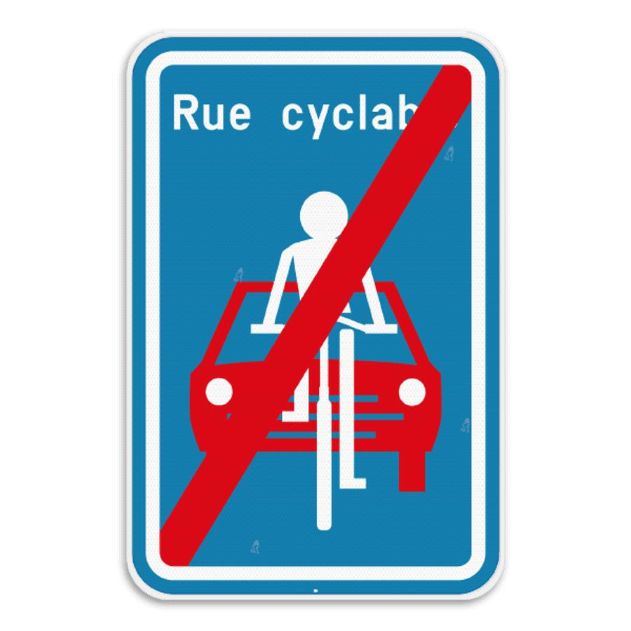Signification Panneau de signalisation F113 - Fin d'une rue cyclable