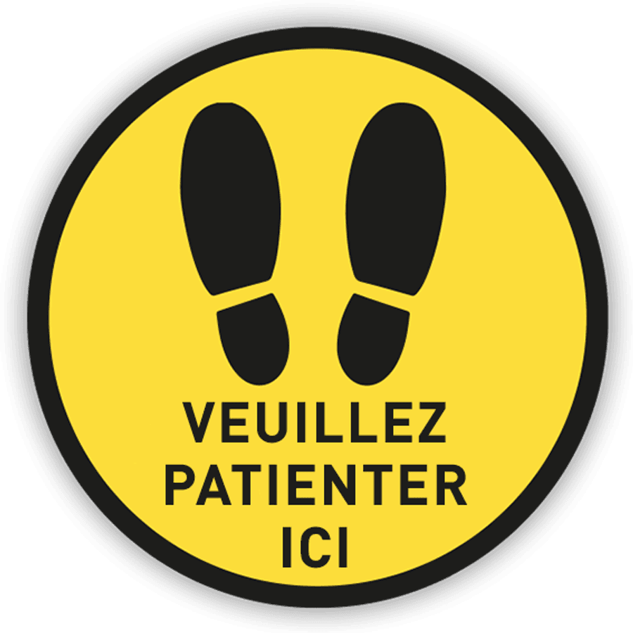 Autocollant de sol - Veuillez patienter ici | antidérapant