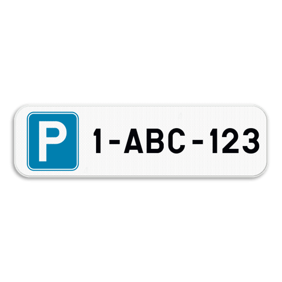 Parkeerbordje Parking met nummerplaat | Ontwerp online