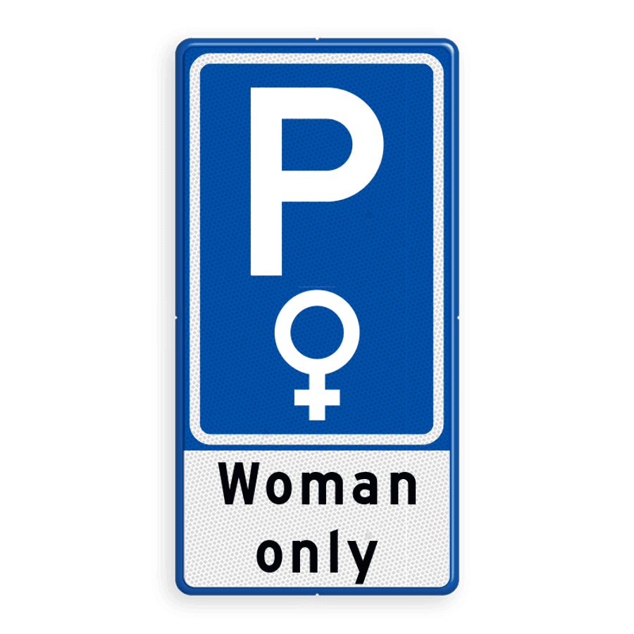 Parkeerbord voor woman only pictograme en tekst kopen? Bestel hier!