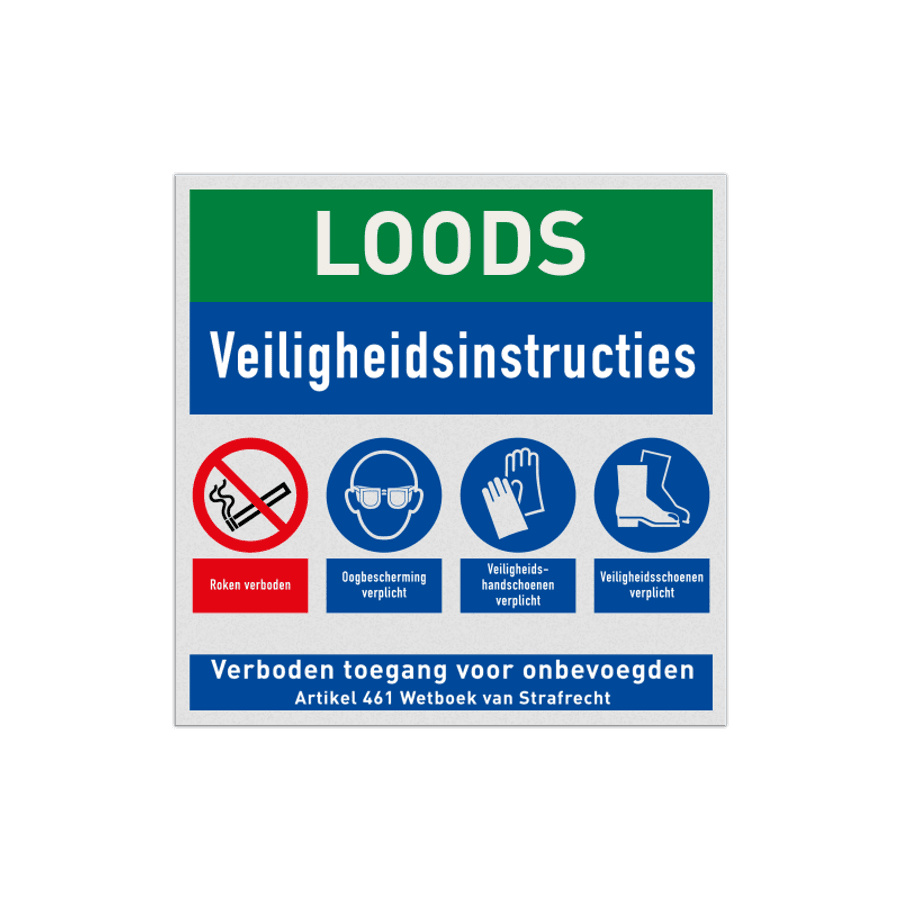 Veiligheidsbord voor loods met PBM veiligheidsinstructies kopen?