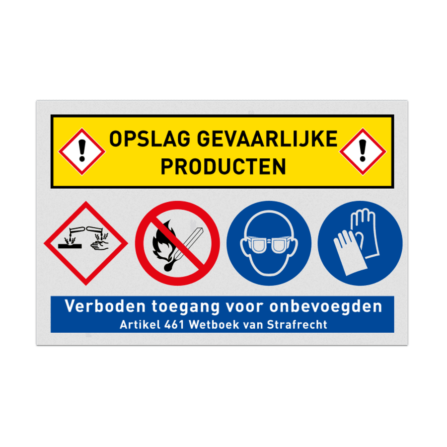 Veiligheidsbord opslag gevaarlijke stoffen met pictogrammen kopen?